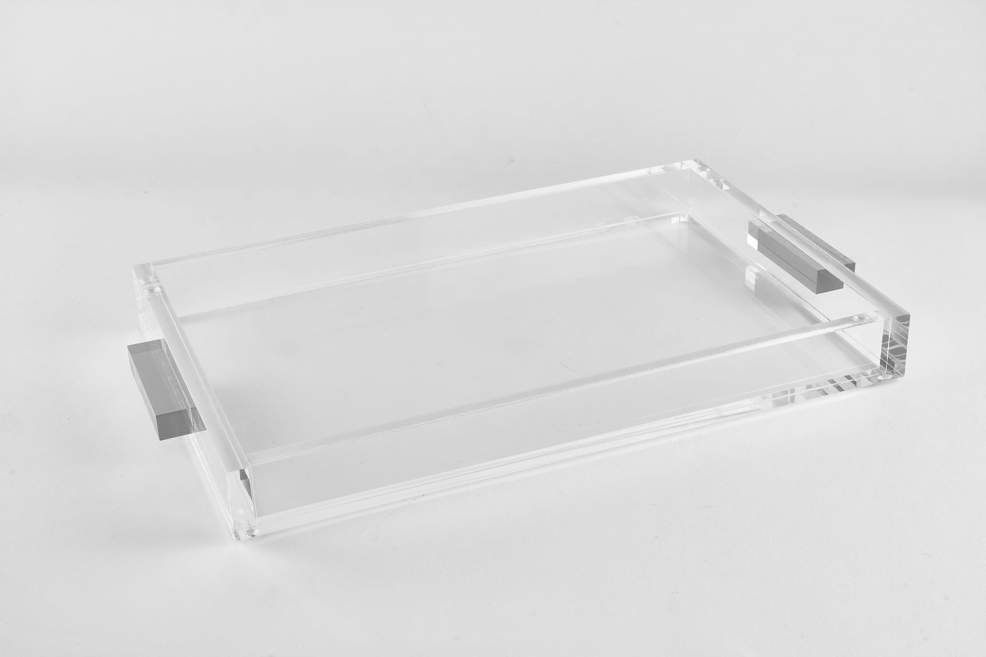 Lucite - Acrylic Rectangular Clear Tray - Silver Handle – Il’argento ...